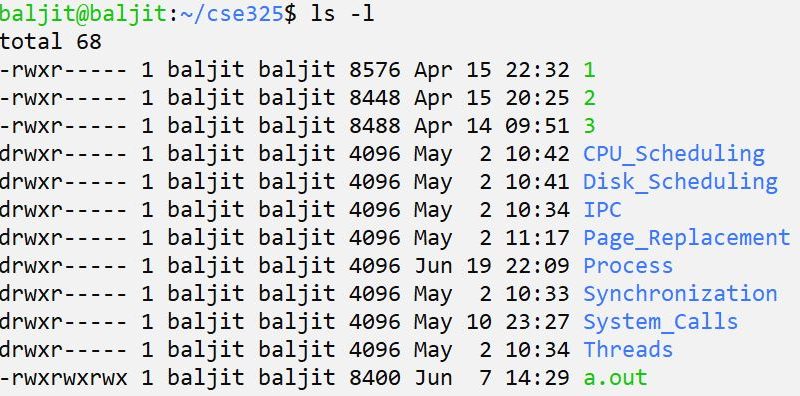 Hence, use the -l option to know extra information about the files like ...