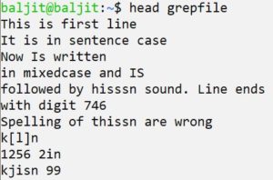 Options used with head