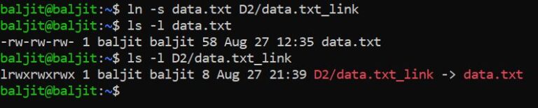 will create a soft link for file data.txt with the name data.txt_link inside the D2 directory ...